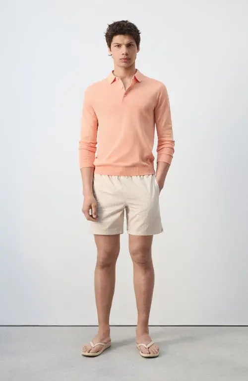 Mango Long Sleeve Cotton Polo - Peach
