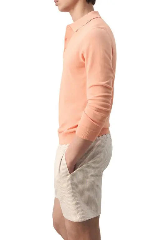 Mango Long Sleeve Cotton Polo - Peach