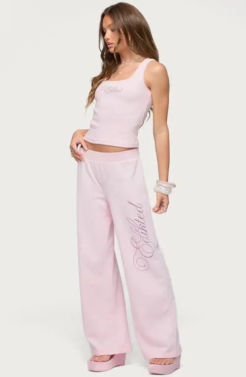EDIKTED Rhinestone Sweatpants