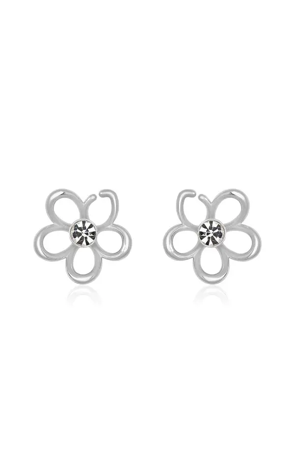 Oscar De La Renta O Flower Crystal Earrings - Silver