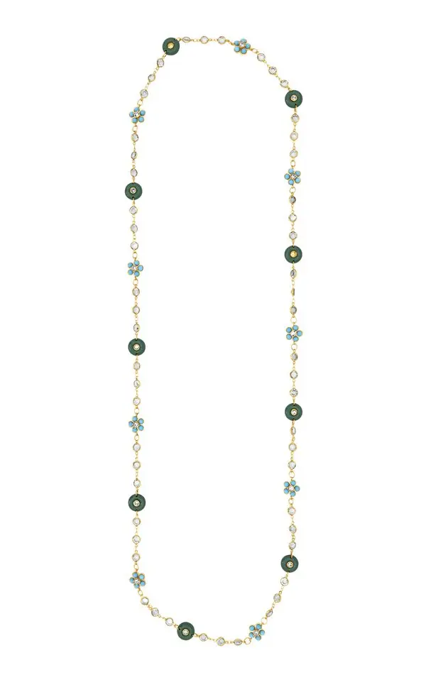 Oscar De La Renta Floral Sautoir Necklace - Green