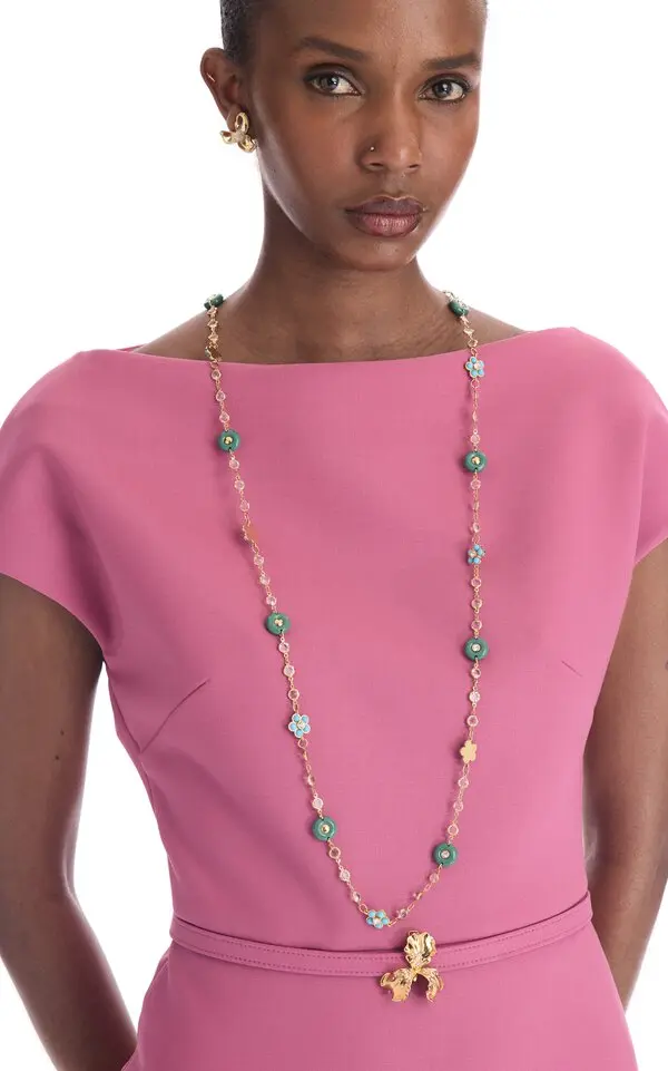 Oscar De La Renta Floral Sautoir Necklace