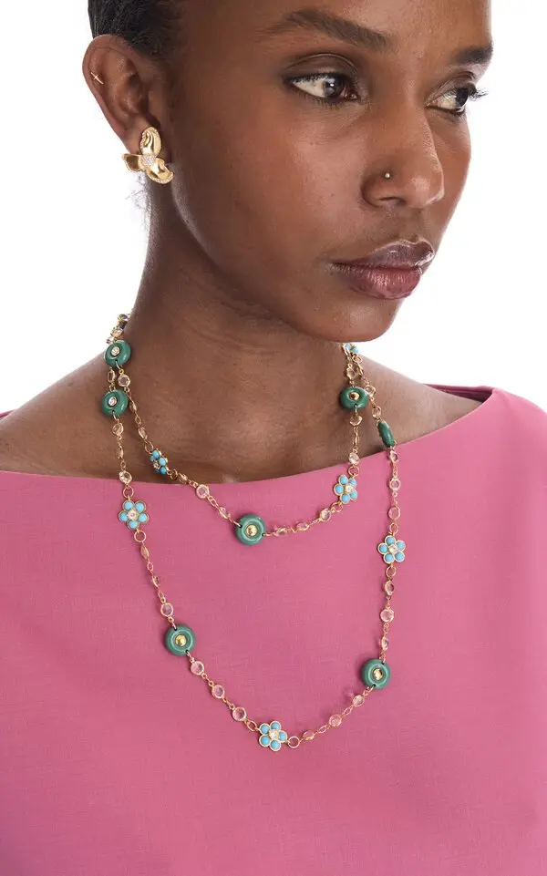 Oscar De La Renta Floral Sautoir Necklace
