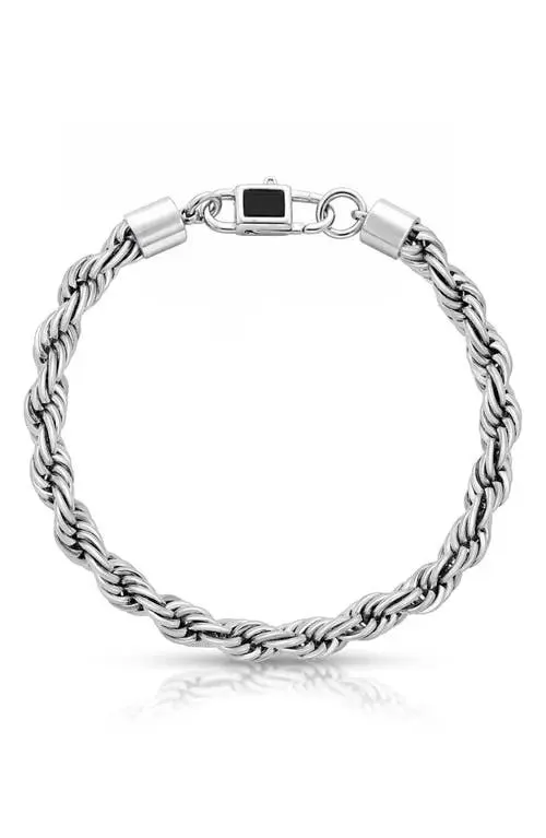 MR. ETTIKA Classic Rope Bracelet In Oxidized Plate - Silver