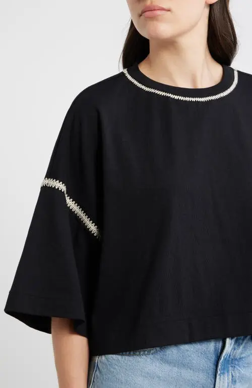 Hugo Boss Crochet Trim Cotton Batwing Top