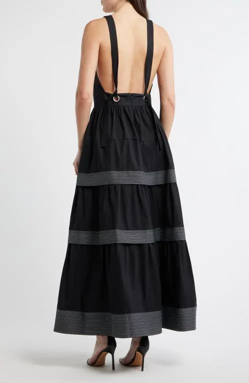 Hugo Boss Open Back Cotton Poplin Midi Dress