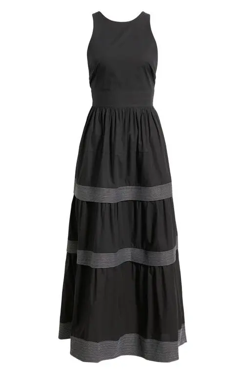 Hugo Boss Open Back Cotton Poplin Midi Dress