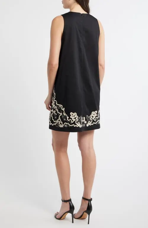Hugo Boss Sleeveless Embroidered Hem Cotton Dress