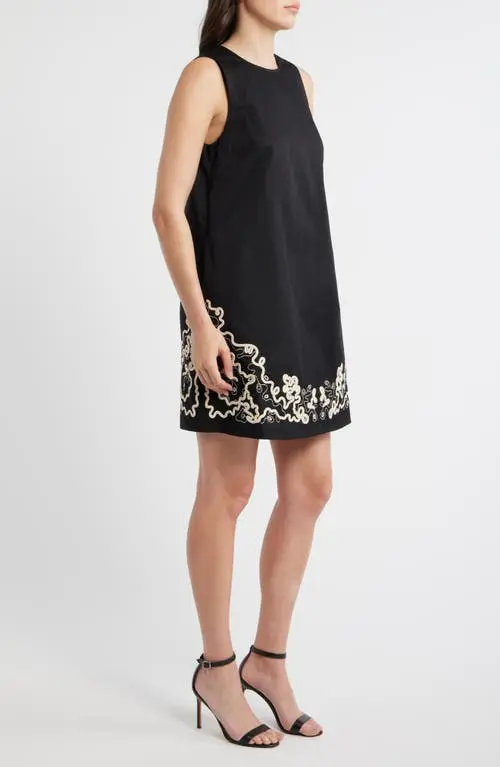 Hugo Boss Sleeveless Embroidered Hem Cotton Dress