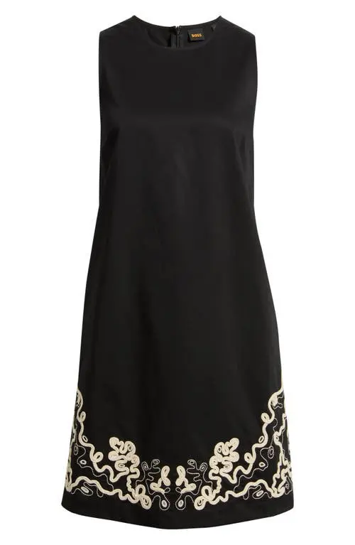 Hugo Boss Sleeveless Embroidered Hem Cotton Dress