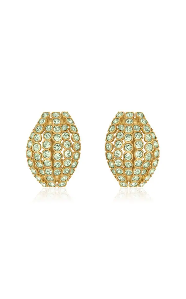 Oscar De La Renta Crystal Domed Earrings - Green