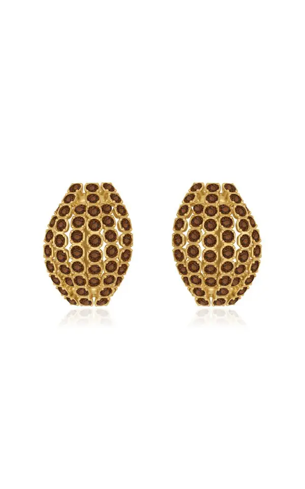 Oscar De La Renta Crystal Domed Earrings - Grey