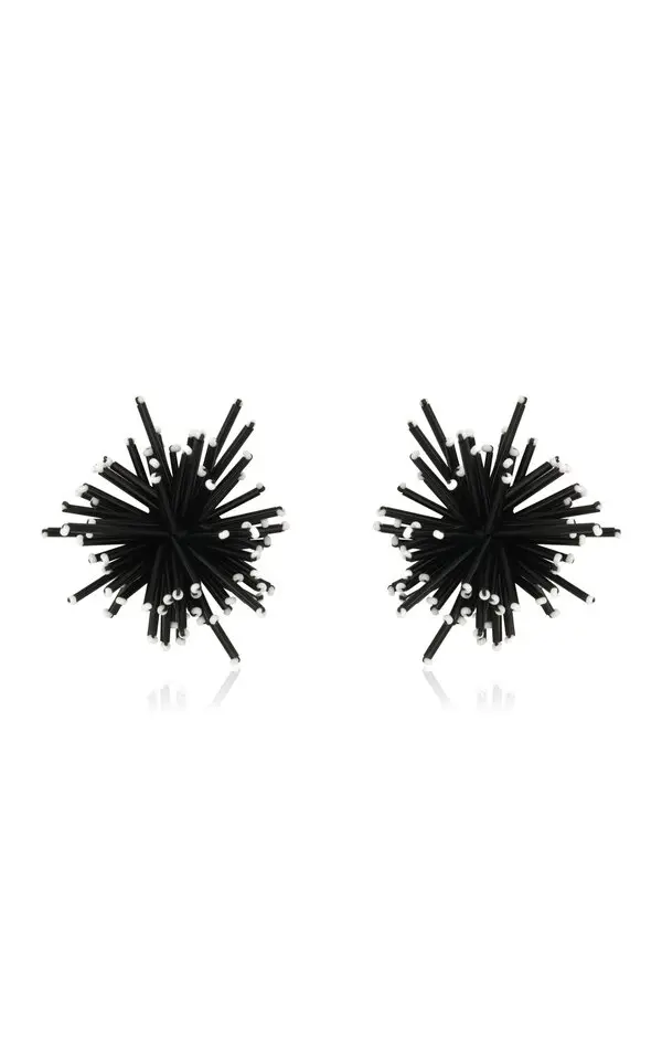 Oscar De La Renta Bugle Bead Firework Stud Earrings - Black