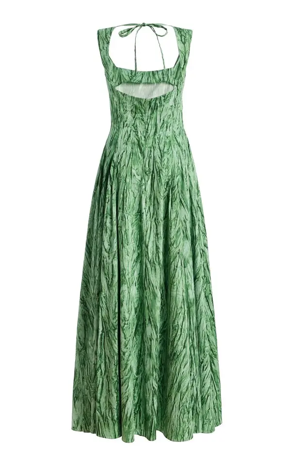 Oscar De La Renta Printed Poplin Sateen Midi Dress