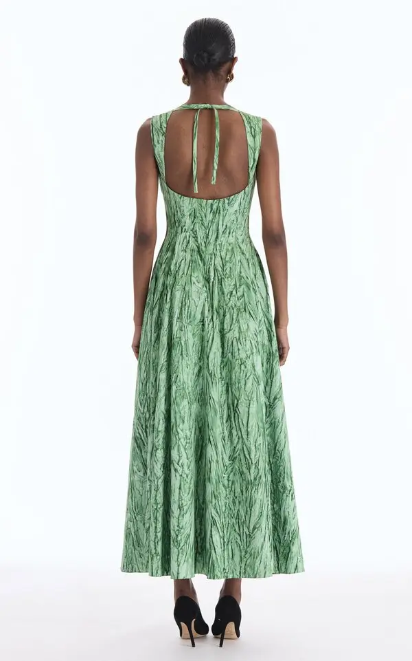 Oscar De La Renta Printed Poplin Sateen Midi Dress