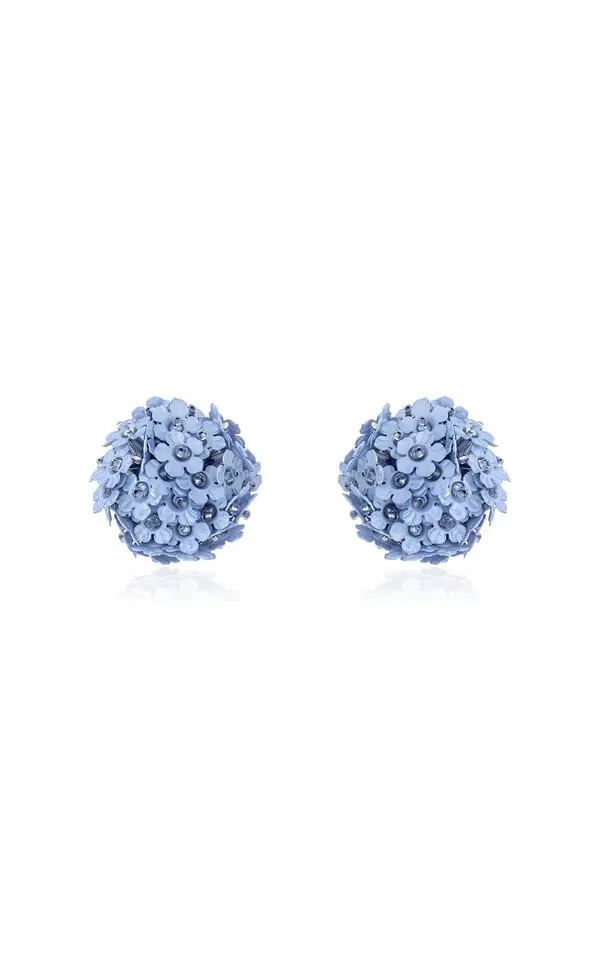 Oscar De La Renta Flower Pompom Small Earrings