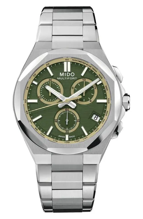 MIDO Multifort Chronograph Stainless Steel Bracelet Watch - Green