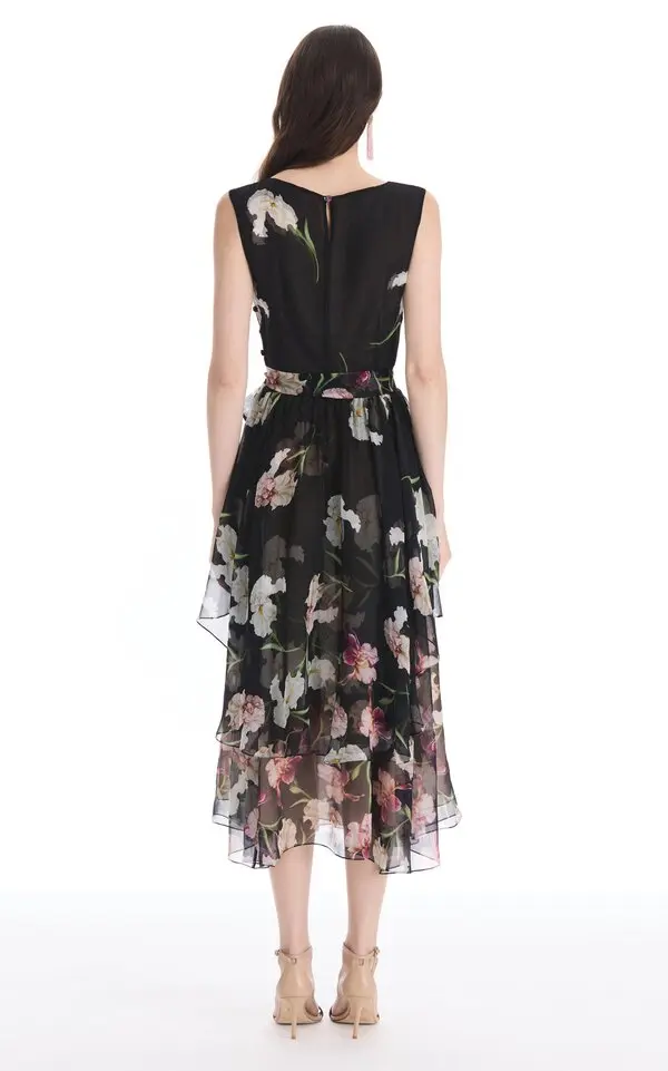 Oscar De La Renta Painted Iris Silk-chiffon Midi Dress
