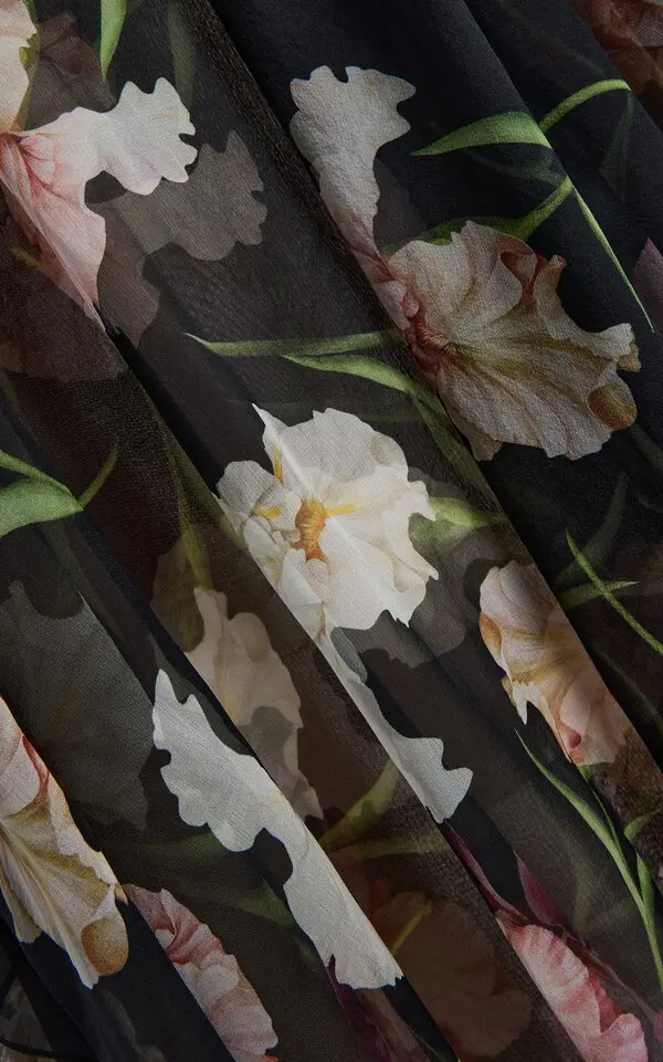 Oscar De La Renta Painted Iris Silk-chiffon Midi Dress