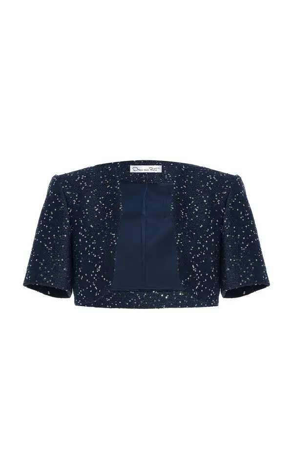 Oscar De La Renta Sequin Tweed Cape