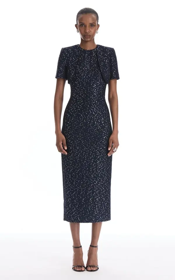 Oscar De La Renta Sequin Tweed Cape