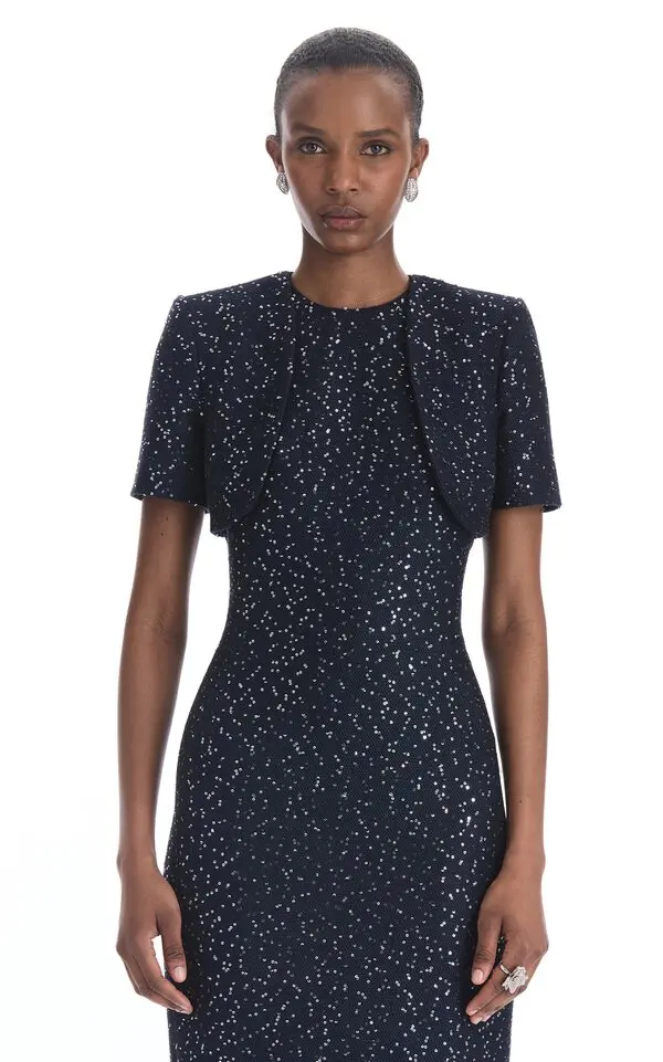 Oscar De La Renta Sequin Tweed Cape