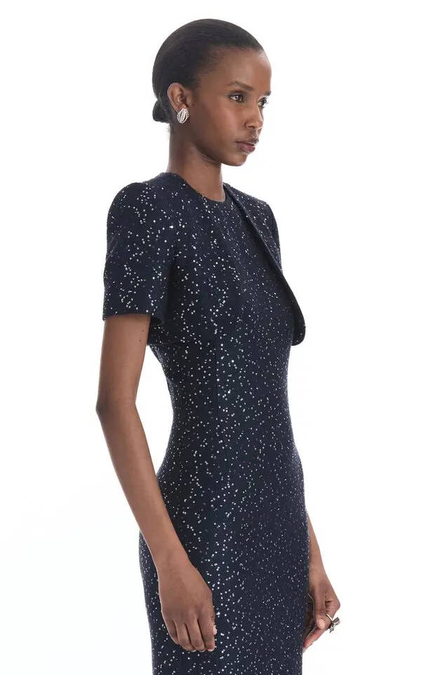 Oscar De La Renta Sequin Tweed Cape