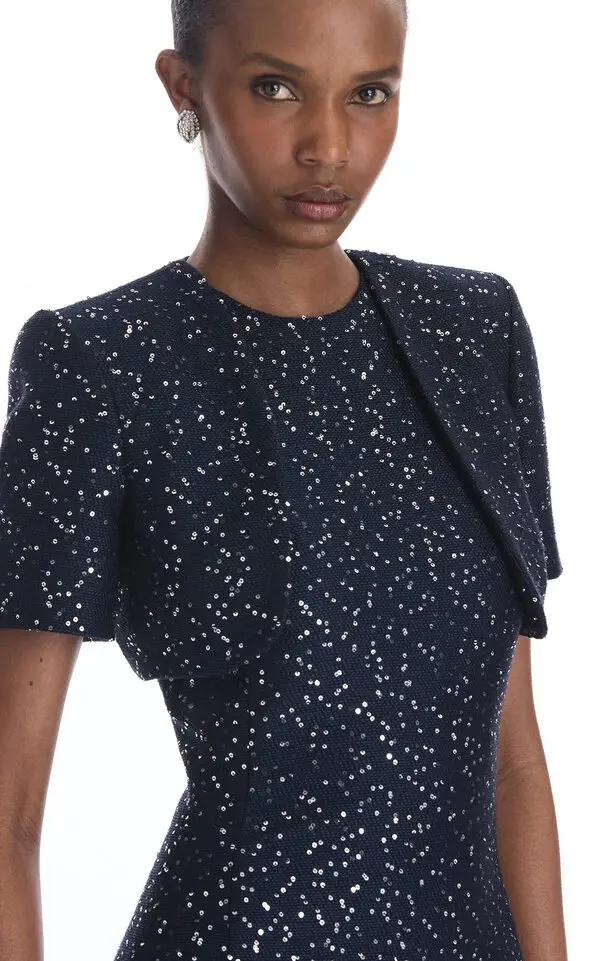Oscar De La Renta Sequin Tweed Cape