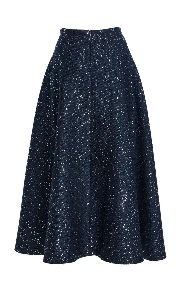 Oscar De La Renta Sequin Tweed A-line Midi Skirt