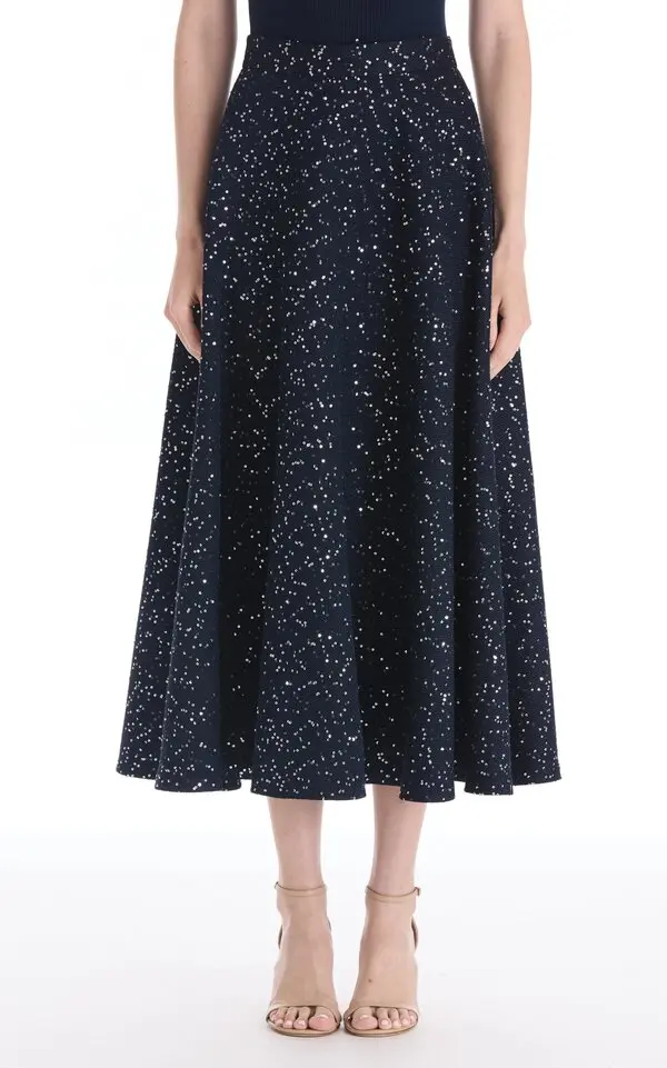 Oscar De La Renta Sequin Tweed A-line Midi Skirt