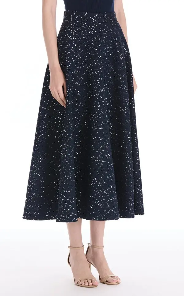 Oscar De La Renta Sequin Tweed A-line Midi Skirt