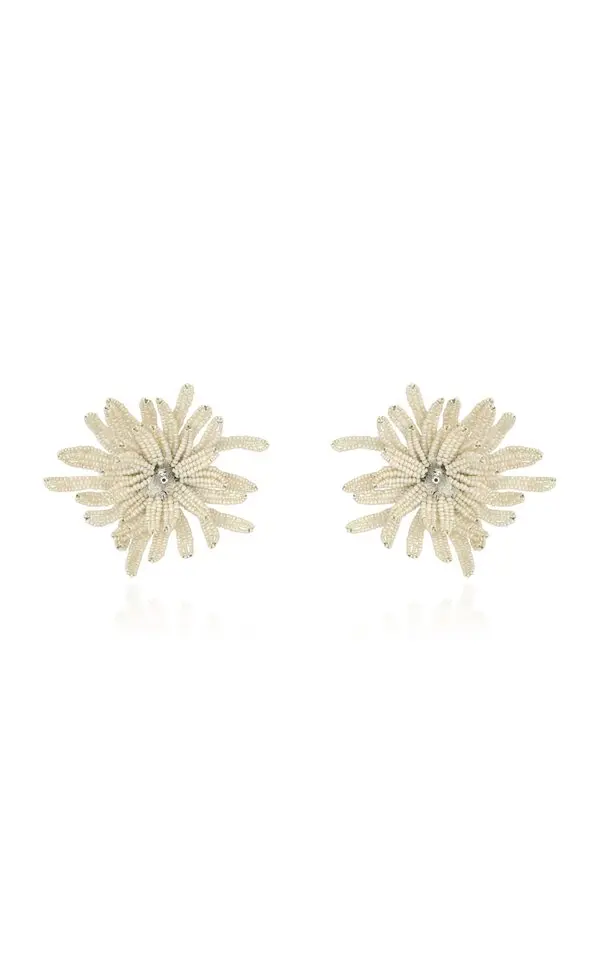 Oscar De La Renta Beaded Chrysanthemum Earrings
