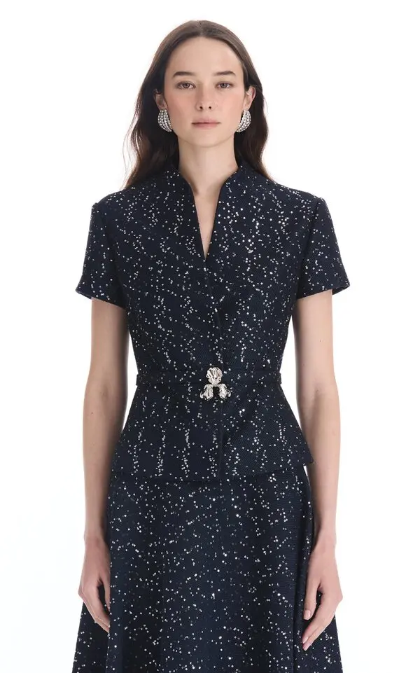 Oscar De La Renta Sequin Tweed Jacket