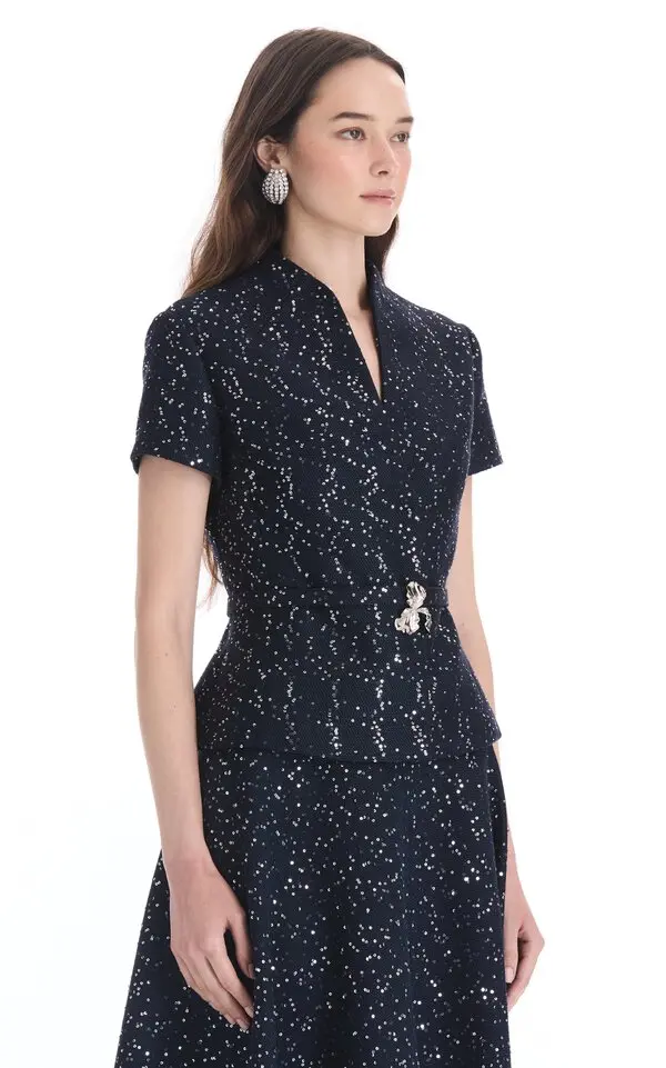 Oscar De La Renta Sequin Tweed Jacket