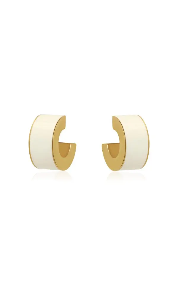 Oscar De La Renta Enamel Link Earrings - Ivory