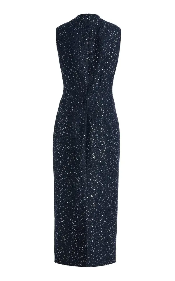 Oscar De La Renta Sequin Tweed Midi Dress