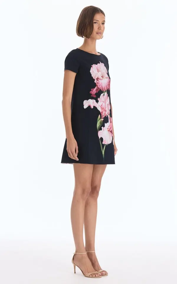 Oscar De La Renta Painted Iris Wool-blend Mini Dress