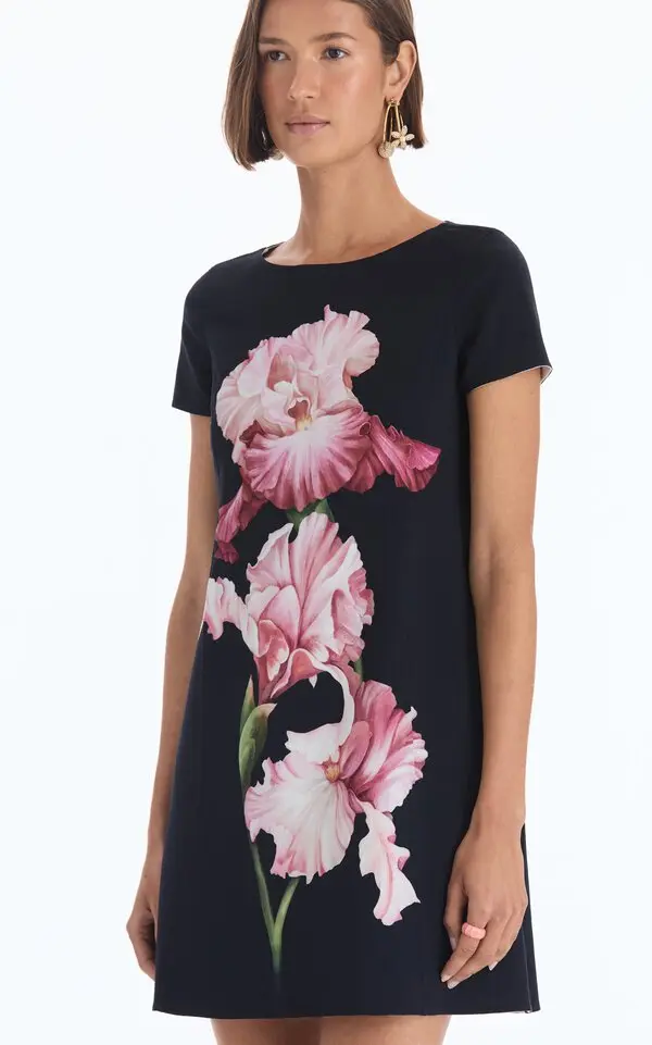 Oscar De La Renta Painted Iris Wool-blend Mini Dress