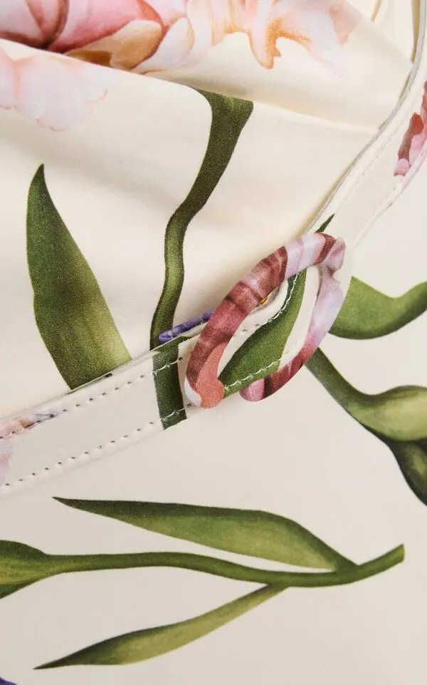 Oscar De La Renta Iris Flower Poplin Midi Dress