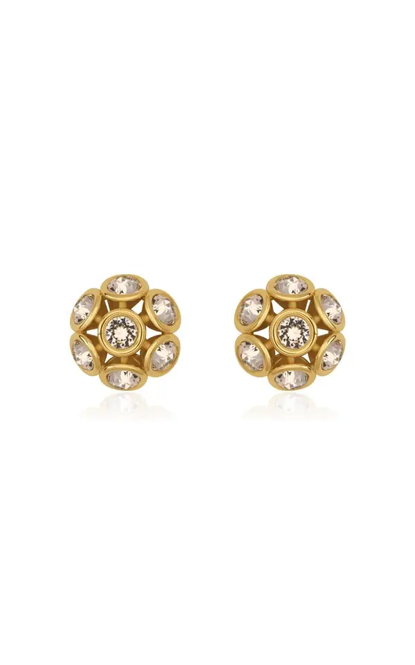 Oscar De La Renta Mini Crystal Cluster Earrings - Orange