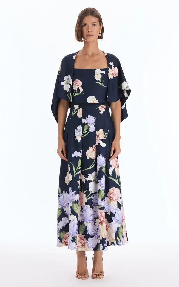 Oscar De La Renta Draped-sleeve Silk-twill Maxi Dress