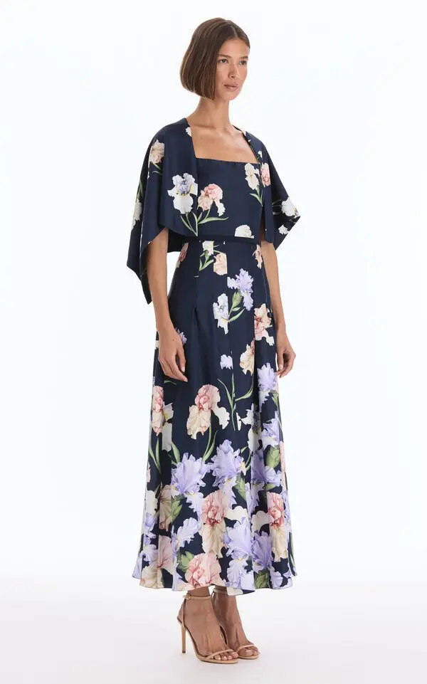 Oscar De La Renta Draped-sleeve Silk-twill Maxi Dress