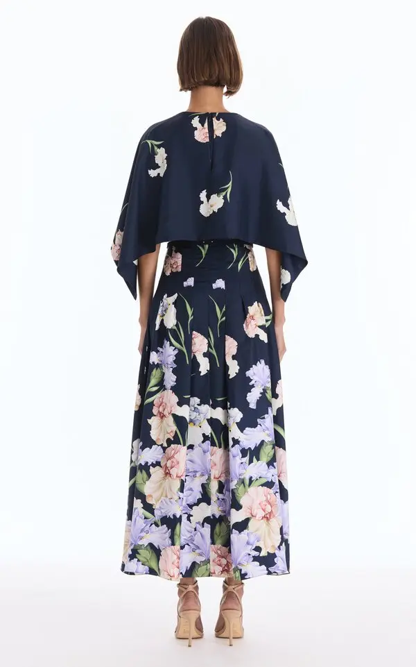 Oscar De La Renta Draped-sleeve Silk-twill Maxi Dress