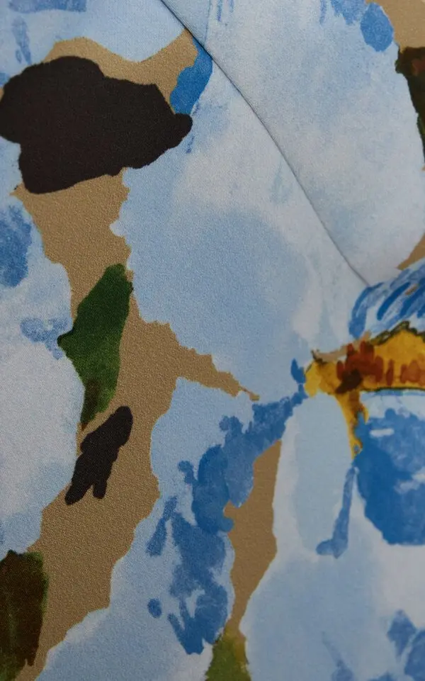Oscar De La Renta Watercolor Iris Satin Pencil Midi Skirt