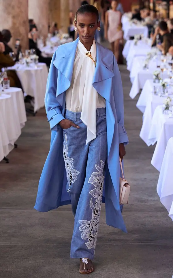 Oscar De La Renta Embroidered Denim Straight-leg Jeans