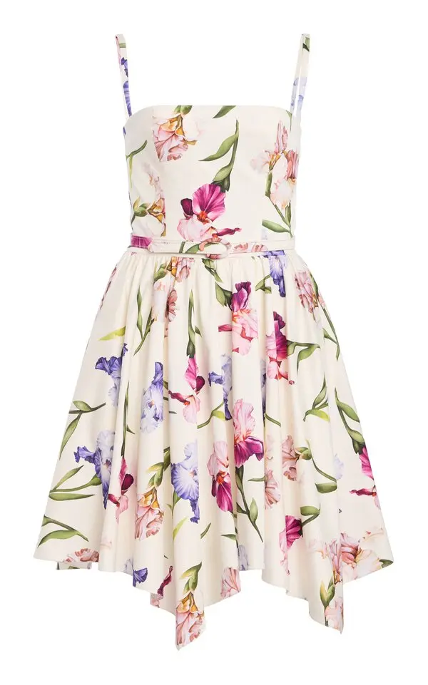 Oscar De La Renta Iris Flower Poplin Mini Dress