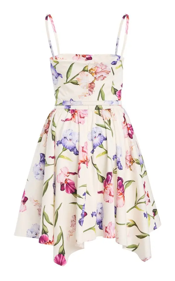 Oscar De La Renta Iris Flower Poplin Mini Dress