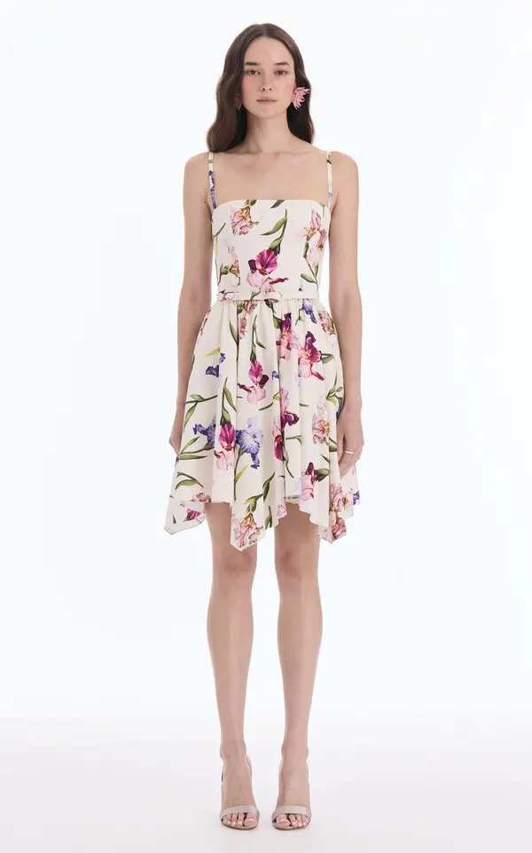 Oscar De La Renta Iris Flower Poplin Mini Dress