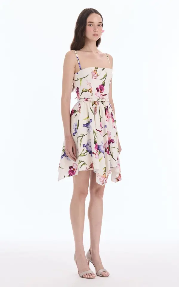 Oscar De La Renta Iris Flower Poplin Mini Dress