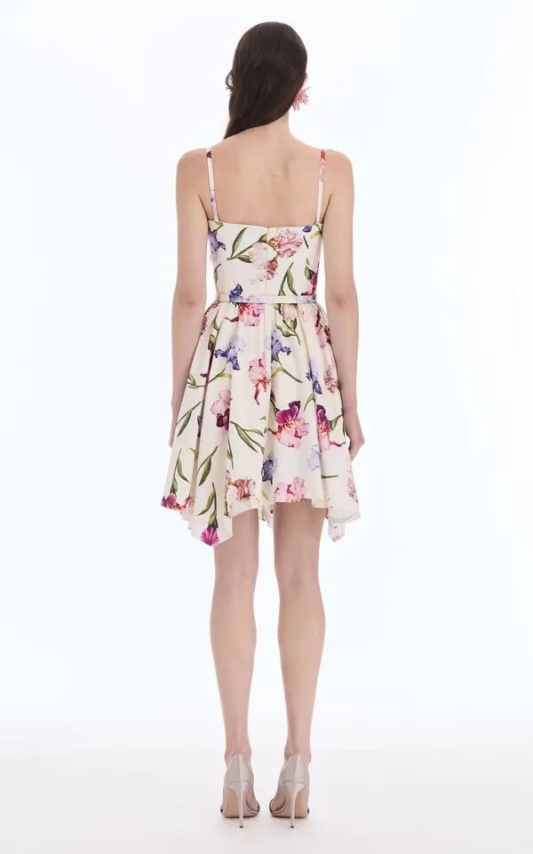 Oscar De La Renta Iris Flower Poplin Mini Dress